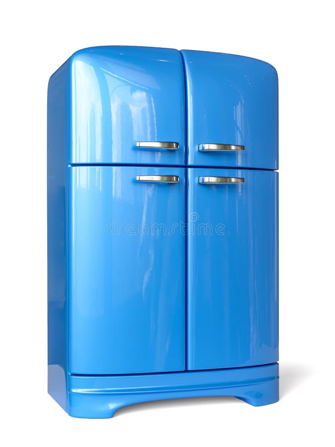 Retro Blue Fridge Refrigerator Isolated Stock Illustration ...