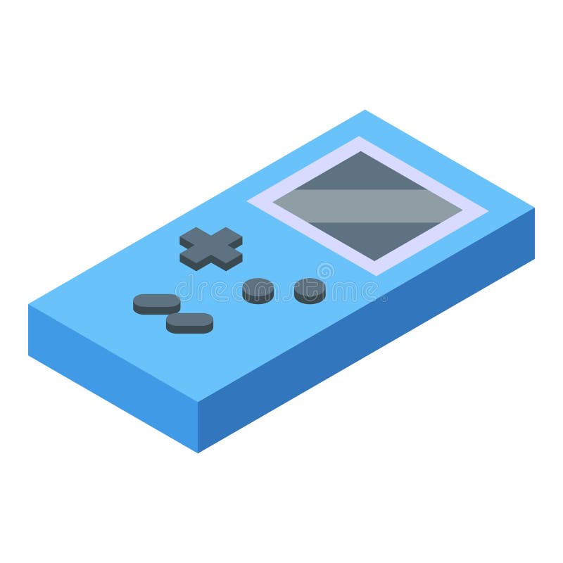 Blue Retro Handheld Video Game Console Showing Pixelated Screen Stock ...
