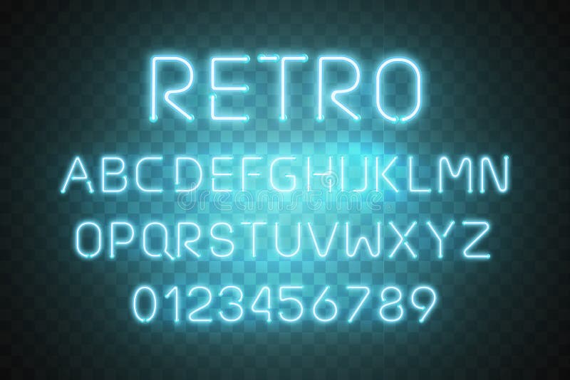 Blue Retro Neon Font Vector. Realistic Vector Stock Vector ...