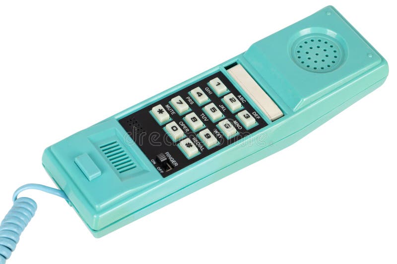 Blue Retro Push-button Phone Stock Image - Image of cable, classical ...