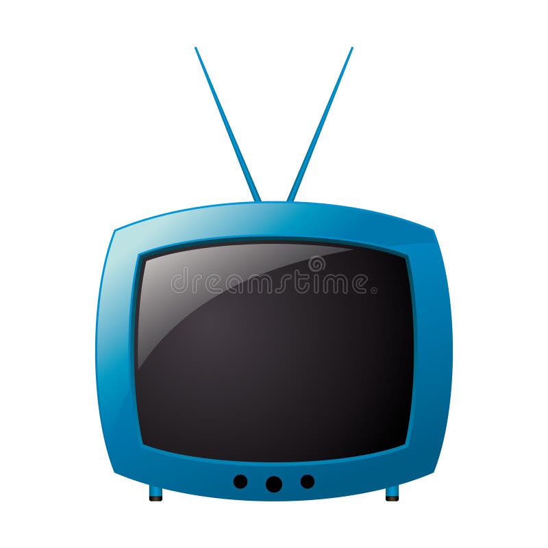 Blue retro television stock vector. Illustration of case - 18554607