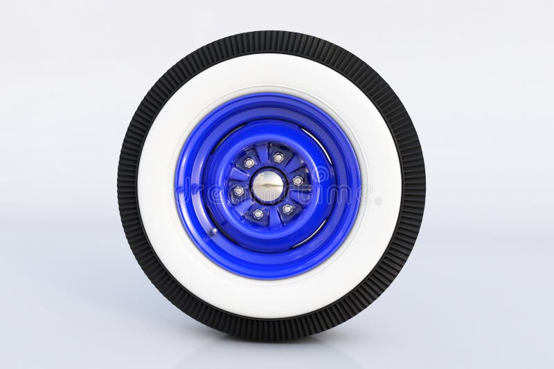 Blue Retro Wheel. 3D Render Stock Illustration - Illustration of purple ...
