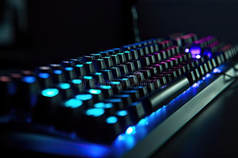 Blue RGB Gaming Keyboard stock photo. Image of gaming - 302282110