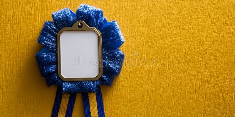 Blue Ribbon Award on Yellow Stock Illustration - Illustration of yellow ...