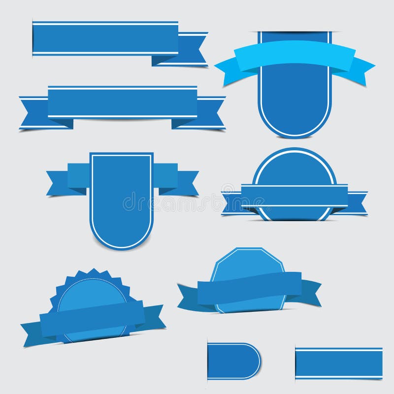 Blue Ribbon Banner Paper Stickers with Shadows Stock Illustration ...