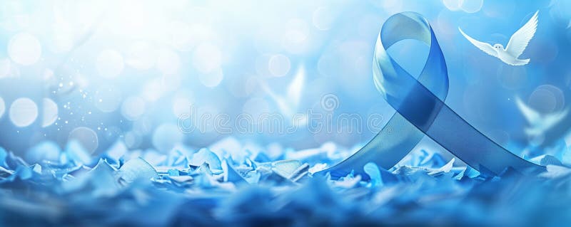 A Blue Ribbon with a Bird Flying Over it Stock Photo - Image of avian ...