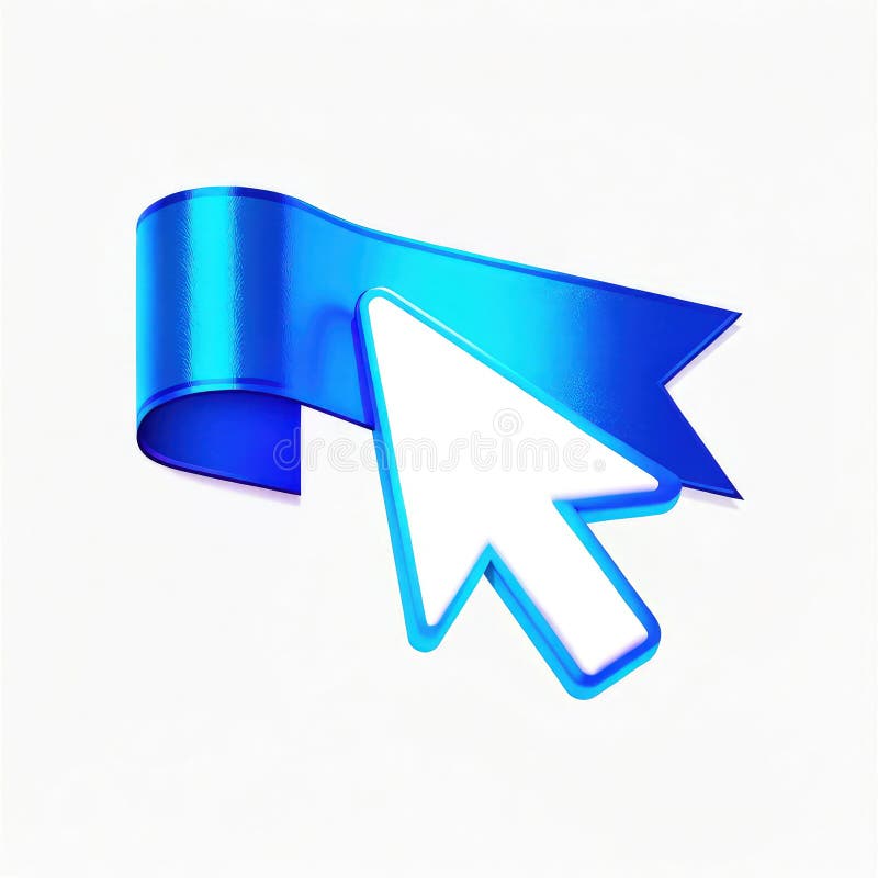 Blue Ribbon Cursor Icon Featuring a Sleek Design for Digital Interfaces ...