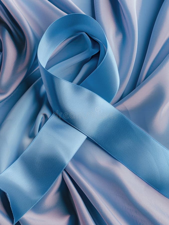A Blue Ribbon is Draped Over a Piece of Blue Fabric Stock Image - Image ...