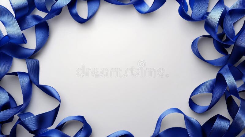 Blue Ribbon Frame on White Background Stock Illustration - Illustration ...