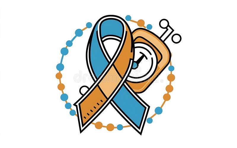 Blue Ribbon and Glucose Meter Design for Diabetes Prevention Stock ...