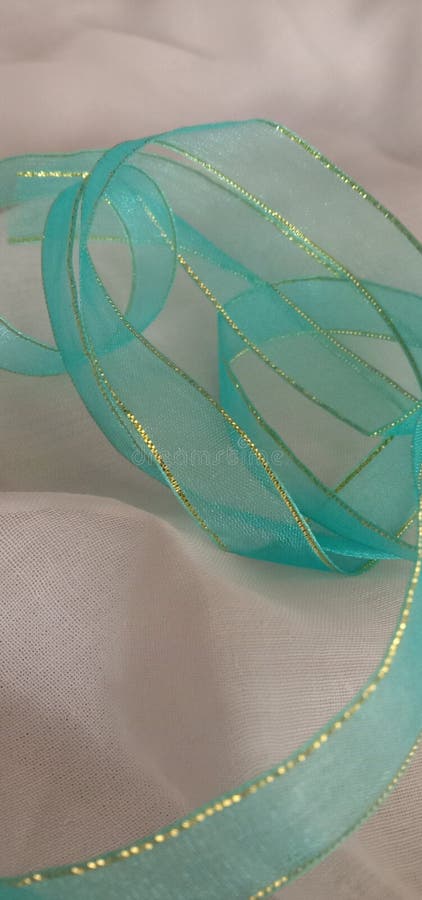 The Blue and Gold Ribbon on the White Background Stock Photo - Image of ...