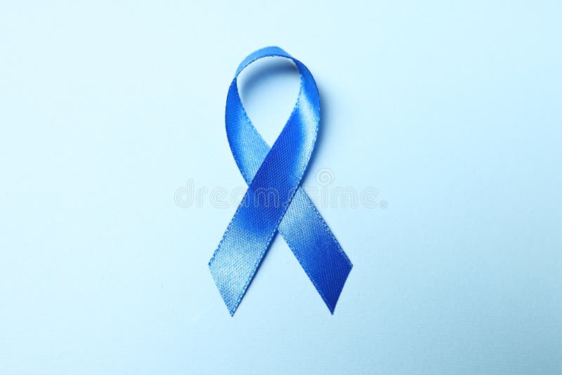 Blue Ribbon on Light Background, Top View. Prostate Cancer Awareness ...