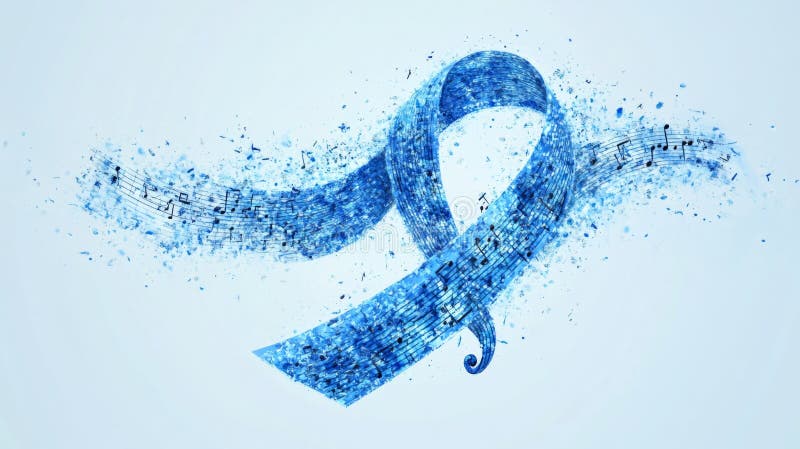 Blue Ribbon Music Notes Abstract Art Design Stock Illustration ...