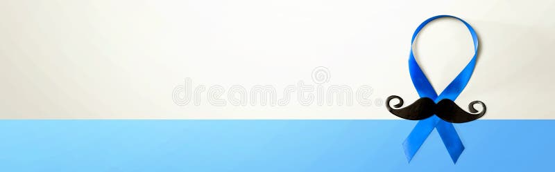 Blue Ribbon with Mustache Overhead View Stock Image - Image of support ...