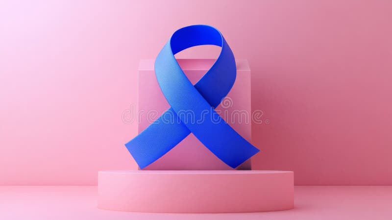 Blue Ribbon on Pink Minimalist Display Stand Stock Illustration ...