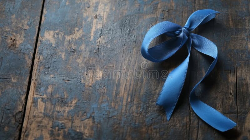 Blue Ribbon on Rustic Wooden Background Stock Illustration ...