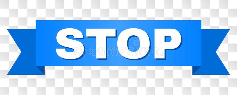 Blue Ribbon with STOP Caption Stock Vector - Illustration of badge ...