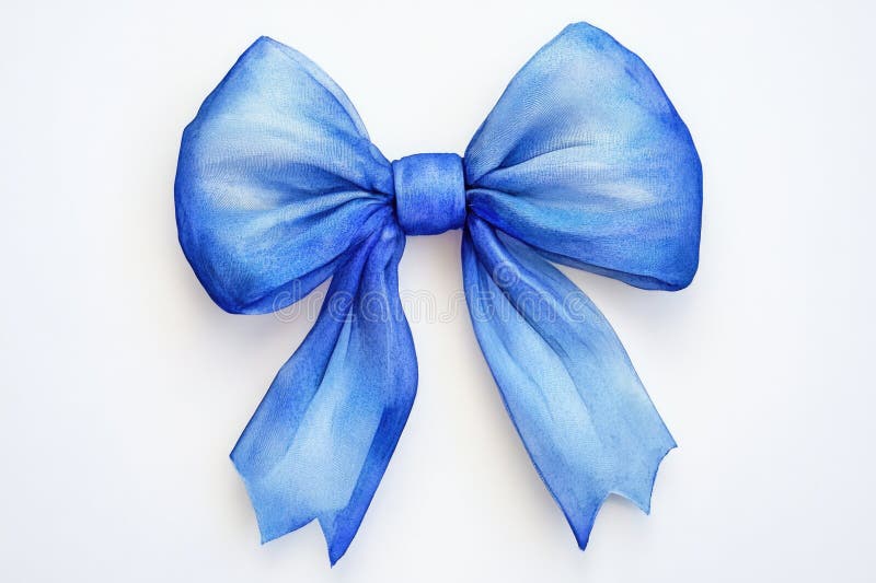 A Blue Ribbon Tied on a White Background Stock Image - Image of ...