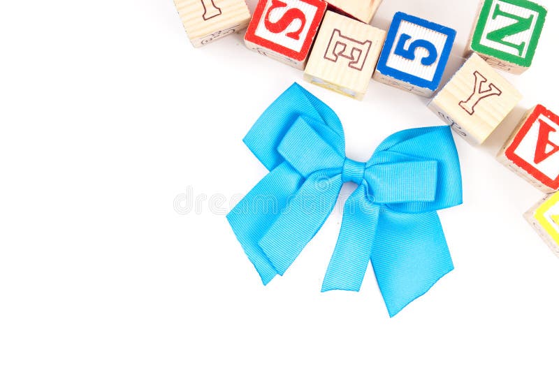 Blue Ribbon with Toy Blocks Stock Image - Image of grant, appreciation ...