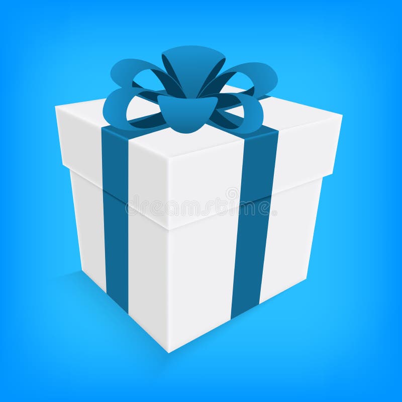 White Gift Box Blue Ribbon Stock Illustrations – 13,533 White Gift Box ...