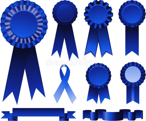 Blue ribbons award stock vector. Illustration of sheen - 14408811