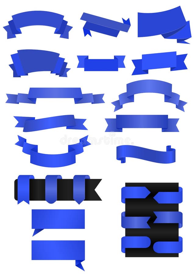 Blue ribbons collection stock vector. Illustration of birthday - 50260661