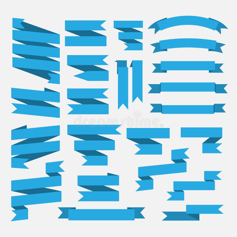 Blue Ribbons Set Isolated on White Background. Stock Vector ...