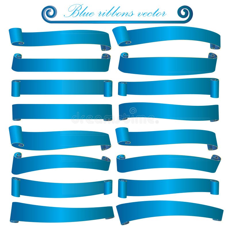 Blue ribbons vector stock vector. Illustration of white - 94352151