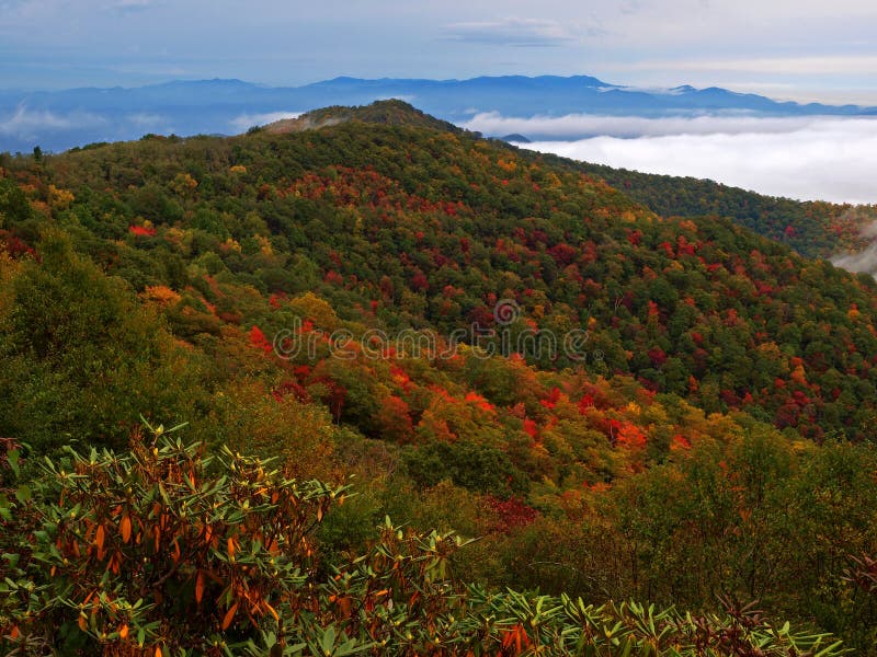 Blue Ridge Mountains in Autumn Stock Image - Image of blue, rustic ...