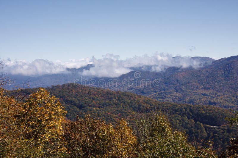 Blue Ridge Mountains and Clouds Stock Photo - Image of fall, forest ...