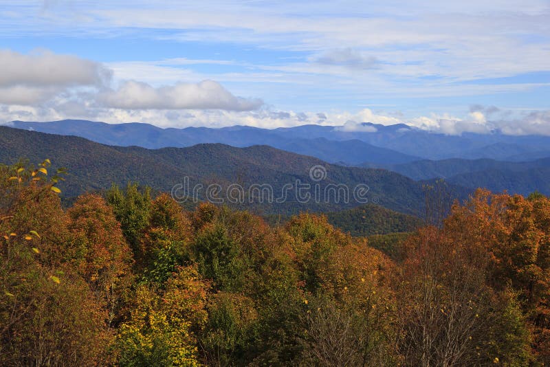 Blue Ridge Mountains with Clouds Stock Photo - Image of season, scene ...