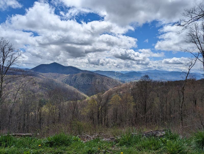 Mountains in Clouds on a Summer Day. Aerial View of Mountain Top with ...