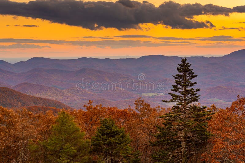 Blue Ridge Mountains at Sunset in North Georgia Stock Photo - Image of ...