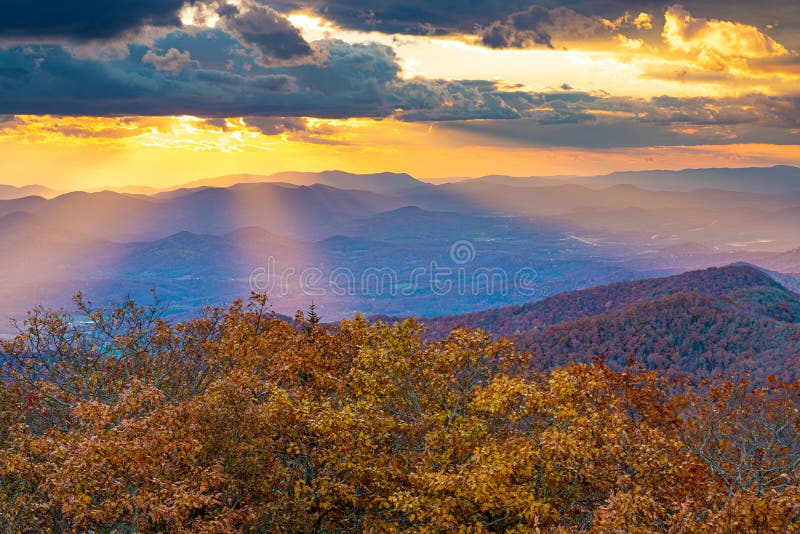Blue Ridge Mountains at Sunset in North Georgia Stock Image - Image of ...