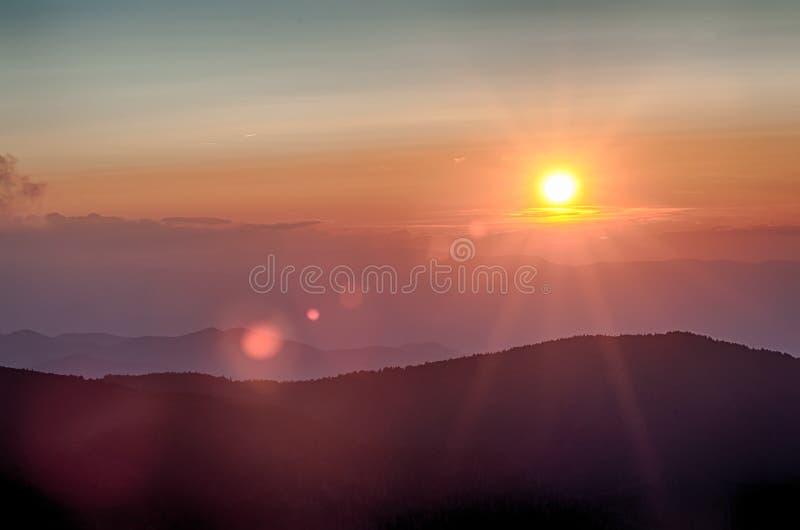 Blue Ridge Parkway Autumn Sunset Appalachian Mountains Stock Photo ...