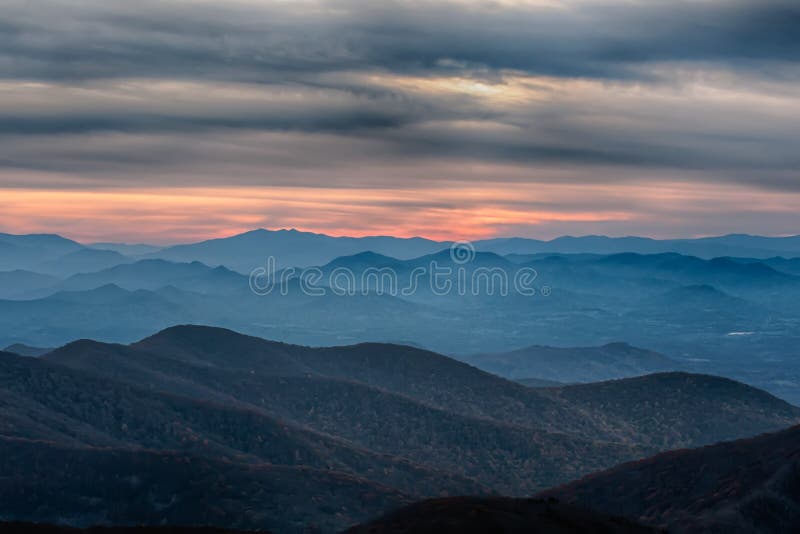 Blue Ridge Parkway Sunset Mountains Scenic Landscape Stock Image ...