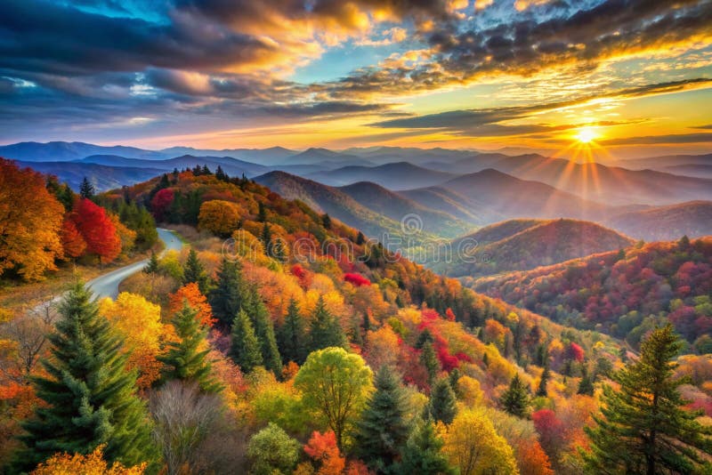 "Blue Ridge Parkway North Carolina Fall Sunrise Landscape Stock ...