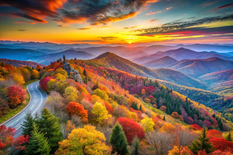 "Blue Ridge Parkway North Carolina Fall Sunrise Landscape Stock ...