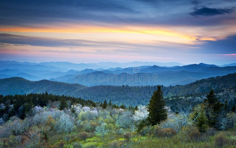 Blue Ridge Parkway Spring Smoky Mountains Stock Image - Image of cowee ...