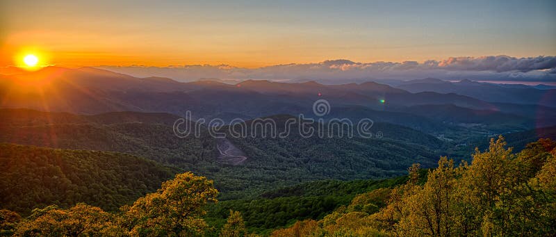 Blue Ridge Parkway Summer Appalachian Mountains Sunset Stock Image ...