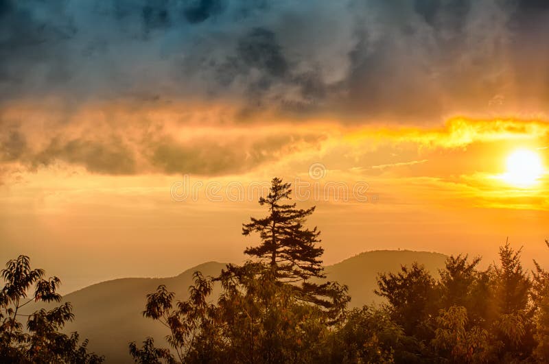 Blue Ridge Parkway Sunset Over Appalachian Mountains Stock Image ...