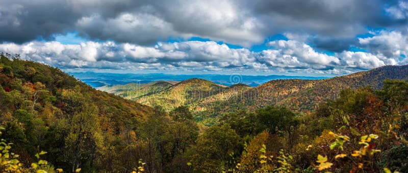 Blue Ridge and Smoky Mountains Changing Color in Fall Stock Photo ...
