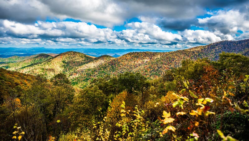 Blue Ridge and Smoky Mountains Changing Color in Fall Stock Photo ...