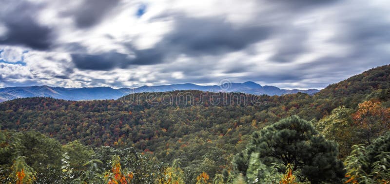 Blue Ridge and Smoky Mountains Changing Color in Fall Stock Photo ...