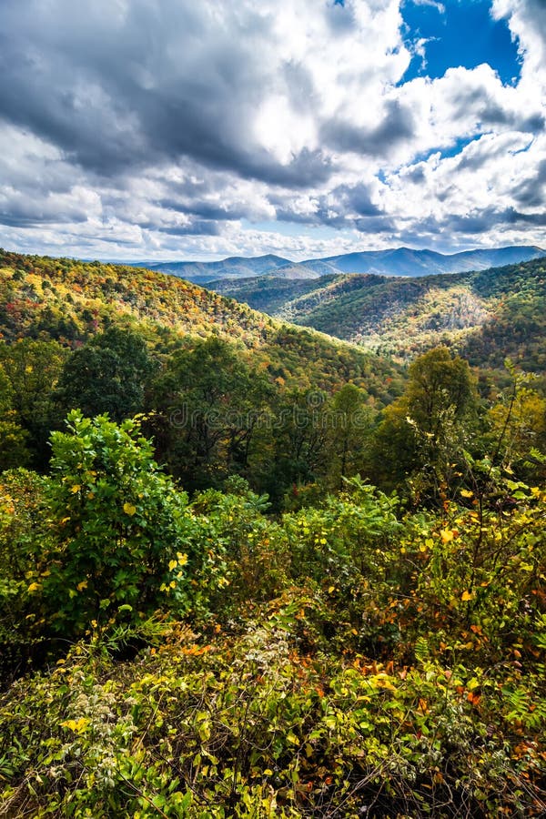Blue Ridge and Smoky Mountains Changing Color in Fall Stock Photo ...