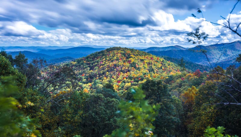 Blue Ridge and Smoky Mountains Changing Color in Fall Stock Image ...