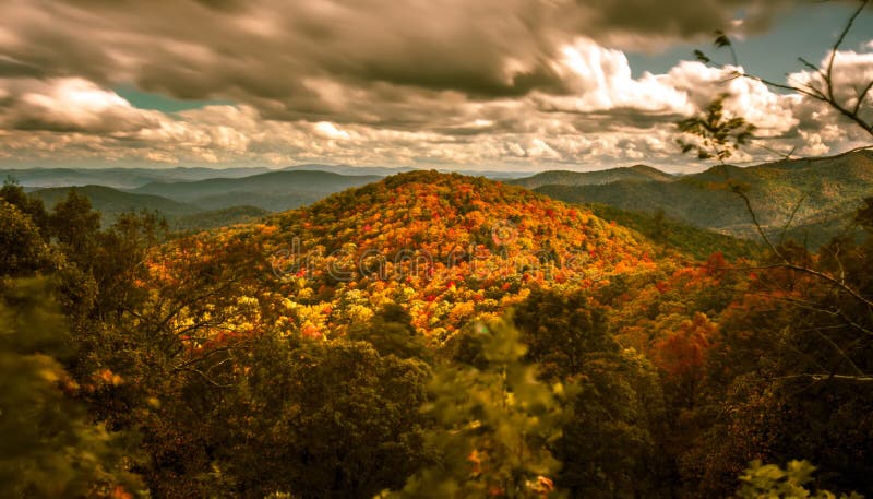 Blue Ridge and Smoky Mountains Changing Color in Fall Stock Image ...