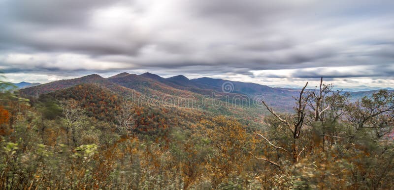 Blue Ridge and Smoky Mountains Changing Color in Fall Stock Photo ...