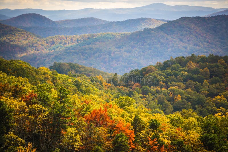 Blue Ridge and Smoky Mountains Changing Color in Fall Stock Image ...