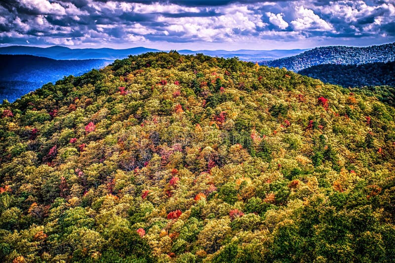 Blue Ridge and Smoky Mountains Changing Color in Fall Stock Photo ...